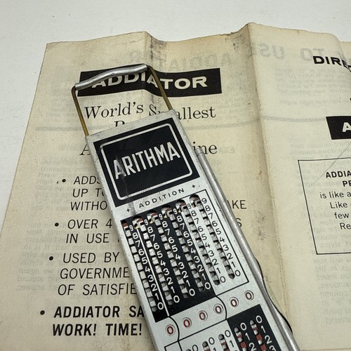 Vintage Arithma Addiator Adding Machine Calc With Case, stylus and ...
