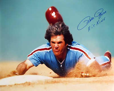 PETE ROSE SIGNED REPRINT AUTOGRAPH CINCINNATI REDS SLIDE 8"x10 ...