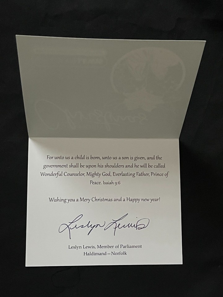 Conservative Party of Canada MP Leslyn Lewis Christmas Card | eBay