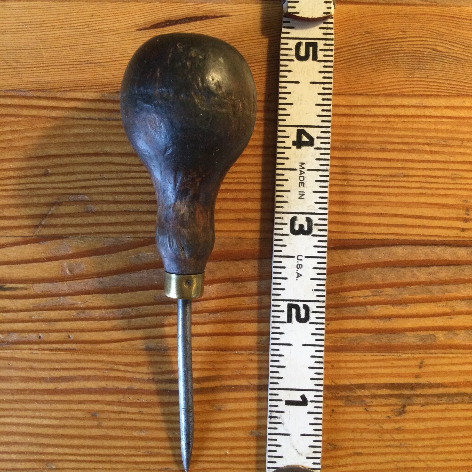 Antique Wood Handle Scratch Awl Brass Ferule 4 3/4" Unbranded | eBay