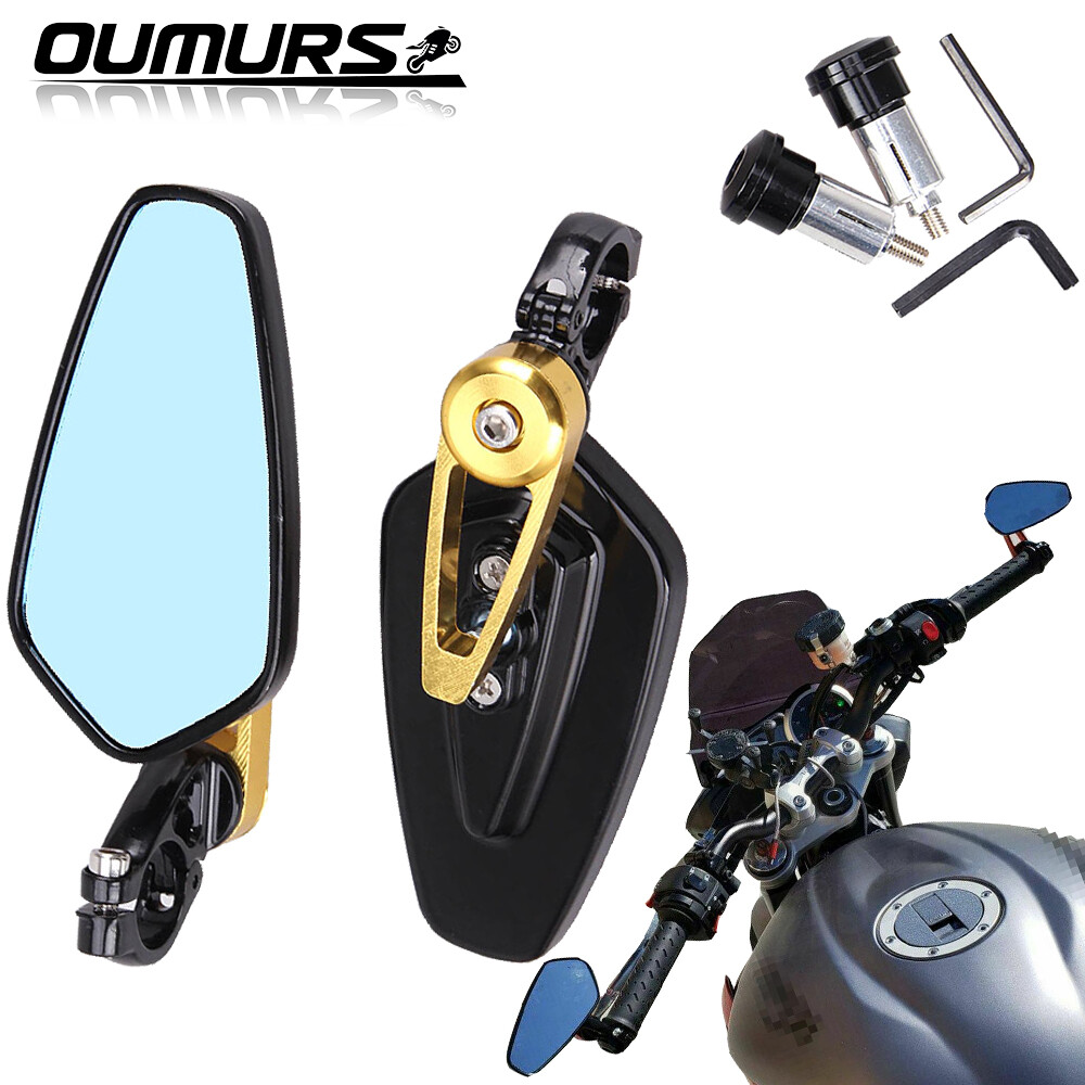 7/8" 22mm Motorcycle Rear View Handle Bar End Side Rearview Mirrors For ...