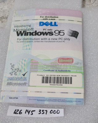 DELL Windows 95 Manual with Certificate of Authenticity COA WITH CD AND ...