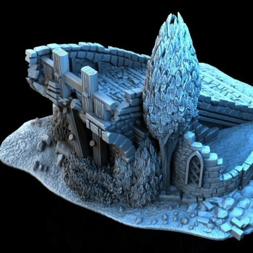 medieval ruined bridge fort 3d printed terrain piece/DnD/Pathfinder ...