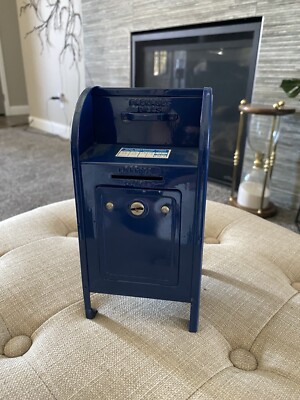 Vintage Metal U. S. POST Office Blue Mail Box Bank | eBay