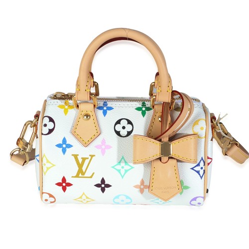 Louis Vuitton x TM White Monogram Multicolor Nano Speedy NM | eBay