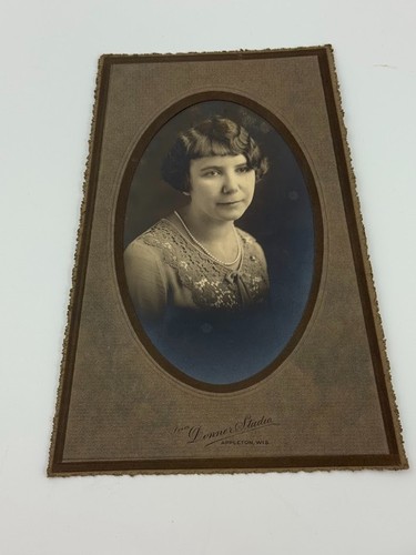 Antique Photo Woman Bob Hair Pearls Appleton WI Wisconsin Weird Face ...