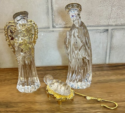Gorham Crystal Millenium Nativity Set with Gold Accents Jesus Joseph ...