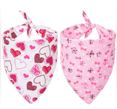 ADOGGYGO Valentine's Day Dog Bandana Adjustable Reversible Triangle Dog ...