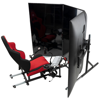 SImFab Triple Monitor Stand for Sim Racing and Flight Simulation, 24 ...