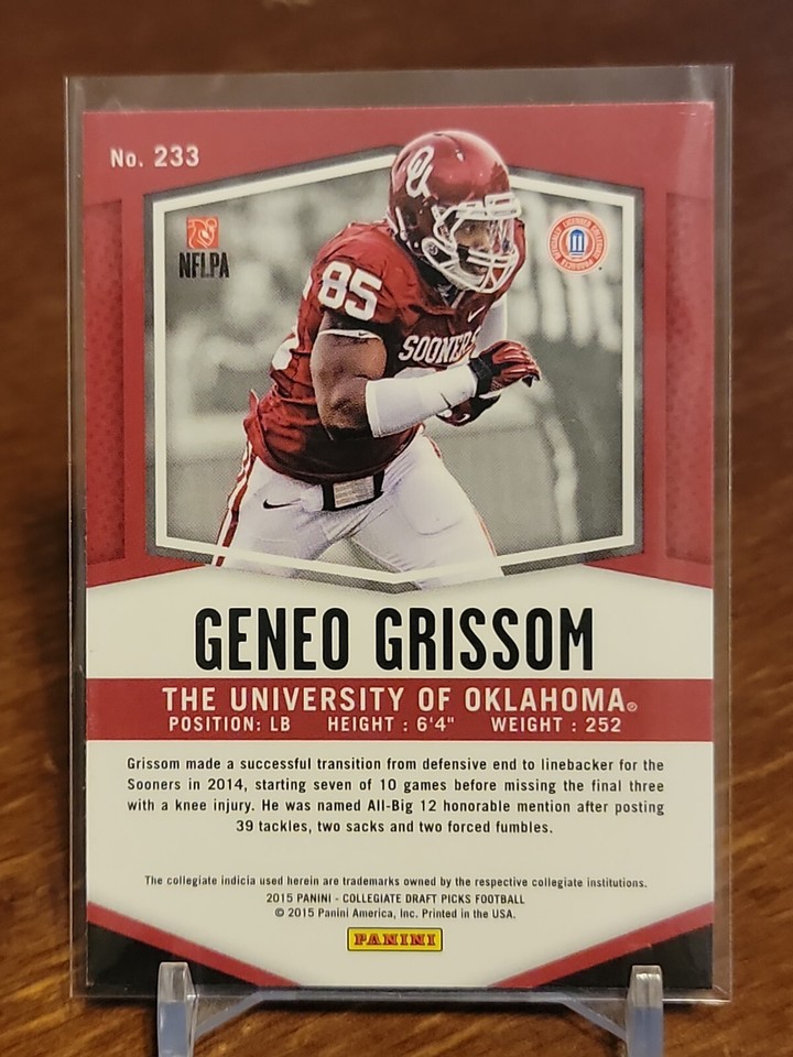 Geno Grissom 2015 Prizm Draft Picks Football #233 Oklahoma Sooners ...