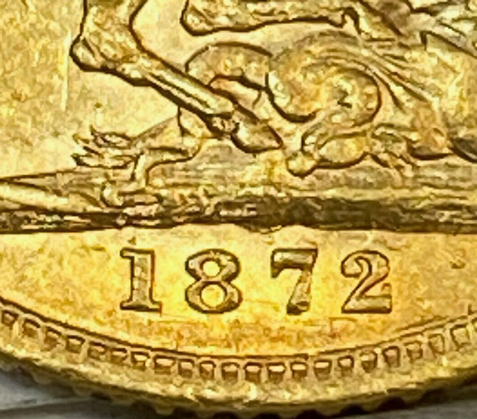 AUSTRALIA 1872 M GOLD MELBOURNE SOVEREIGN LOW MINT KEY DATE RARE LARGE ...