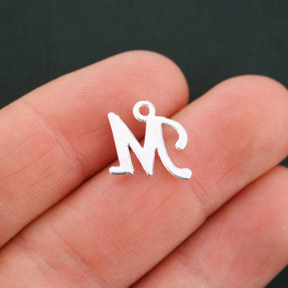 6 Letter M Charms Antique Silver Tone Cursive Alphabet - SC5360 | eBay
