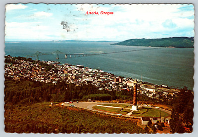 c1960s Astoria Oregon View of Astor Column Jaws Columbia River Vintage ...