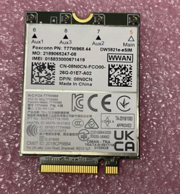 Dell DW5821e-eSIM Foxcon T77W968 Snapdragon X20 LTE 4G WWAN Card Module ...