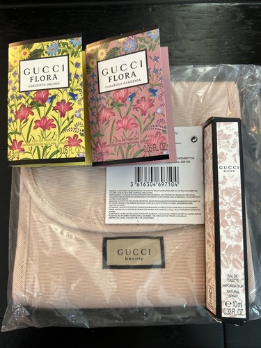 Gucci Beauty Pink Cosmetic Pouch , Bloom 0.33oz Spray, Floral Perfume ...