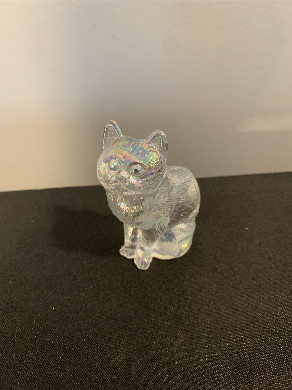 Vintage Mosser Glass Sitting Kitty Cat in IRIDIZED CRYSTAL OPAL ...
