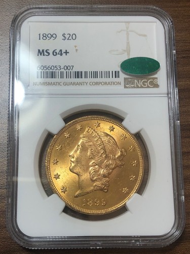 1899 $20 Gold Liberty Double Eagle graded MS64+ PLUS by NGC CAC HIGH ...