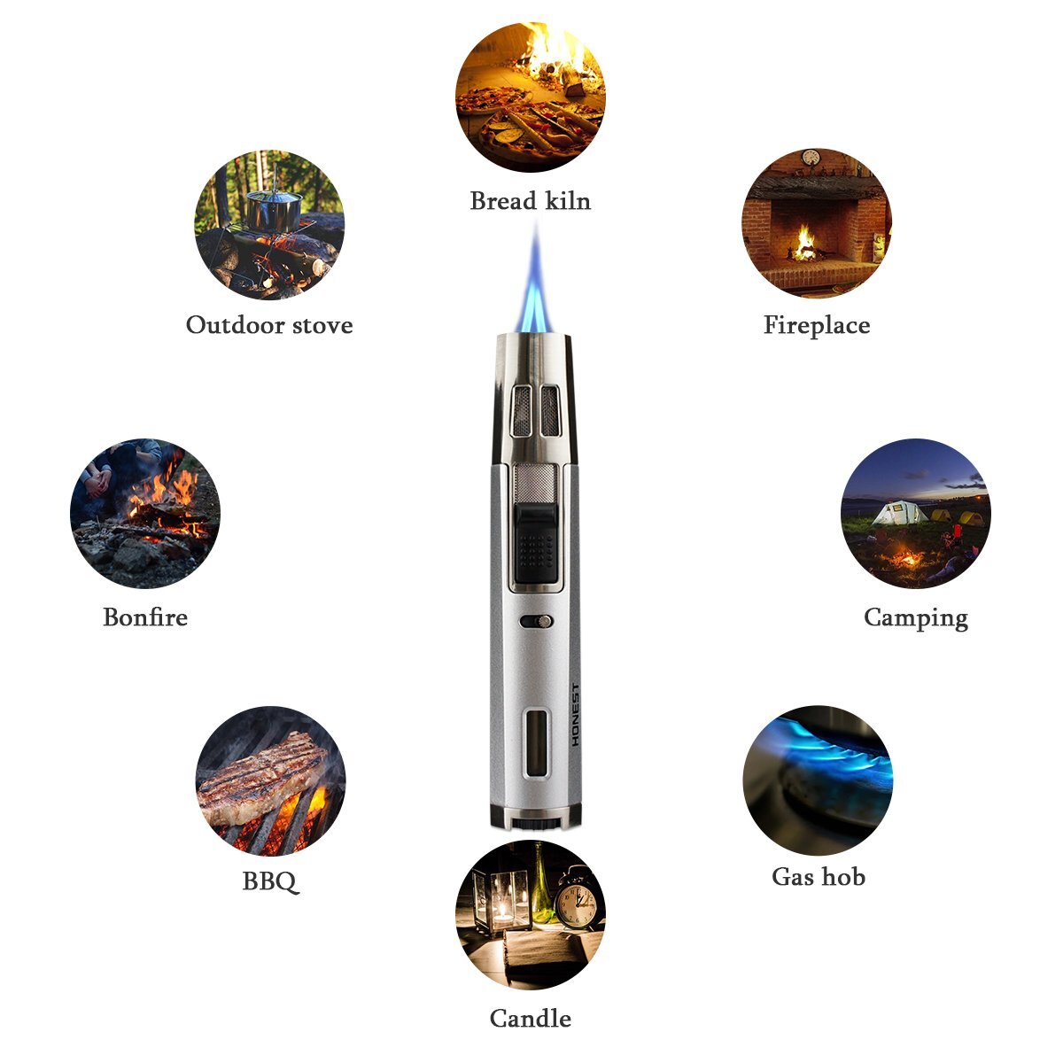 2PCS Refillable Butane Torch Lighter Adjustable Cigar Lighter 2Jet ...