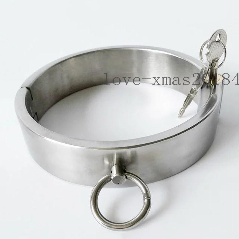 Stainless Steel Male Collar Cuffs Handcuffs Female Slave Shackle Neck ...