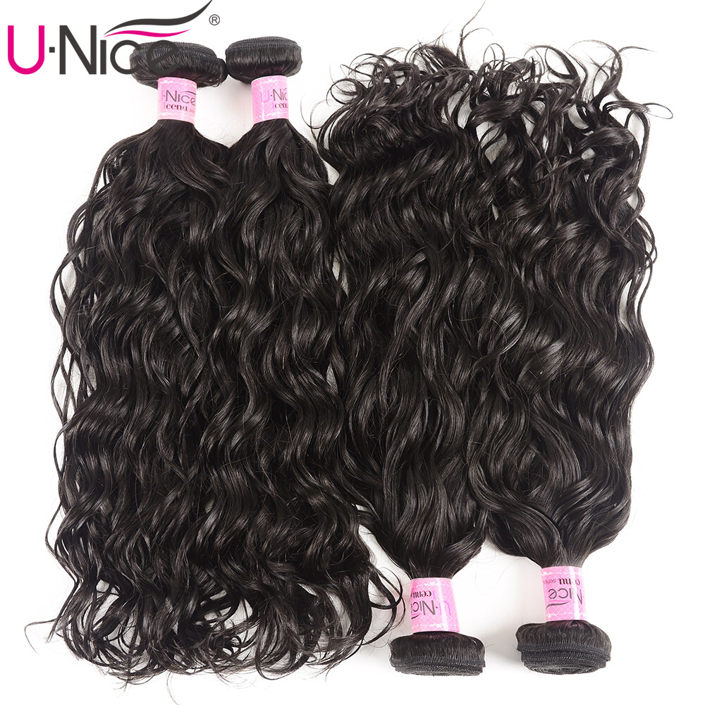 UNice Indian Natural Wave Virgin Human Hair Extension Bundles Wet and ...