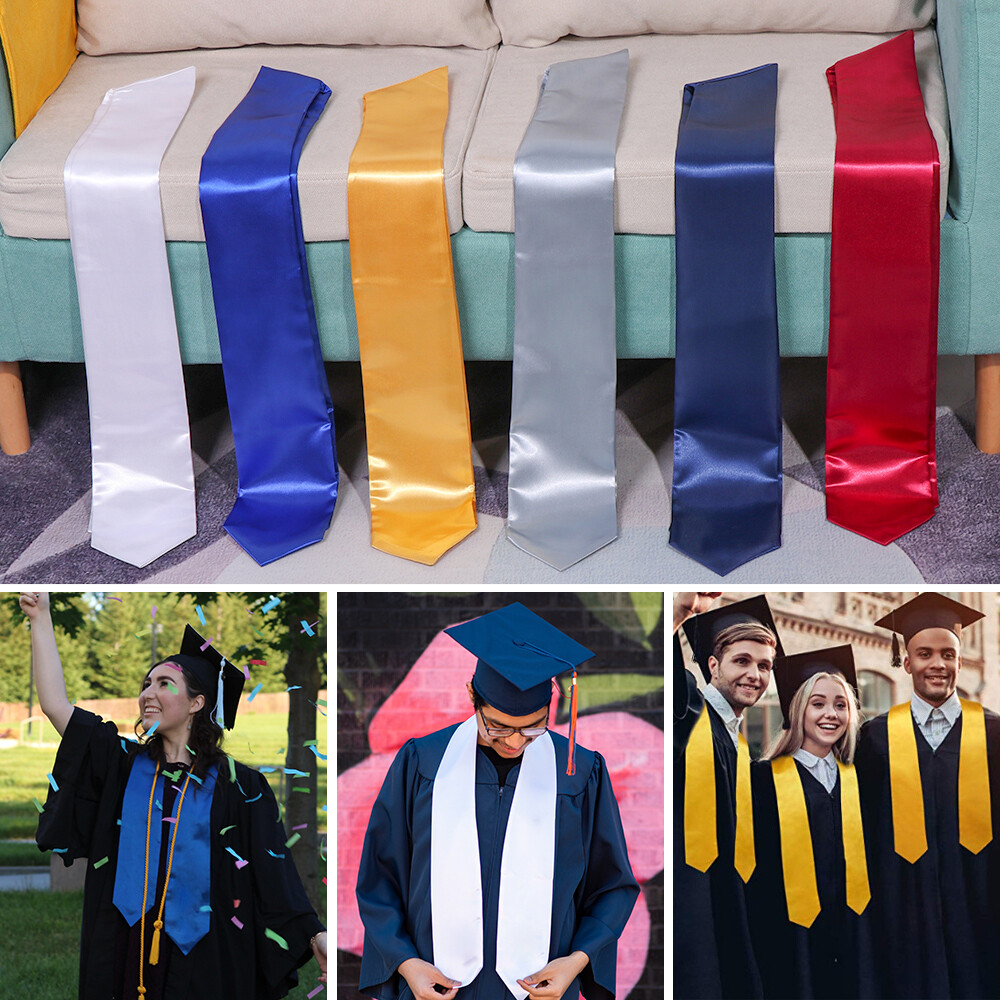 Adult Unisex Academic Dress Graduation Stole Sash Black Sashes ...