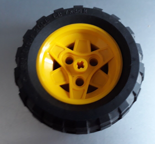 LEGO Wheel 43.2mm D. x 26mm Technic Racing 3 Pin Holes with Black Tire ...