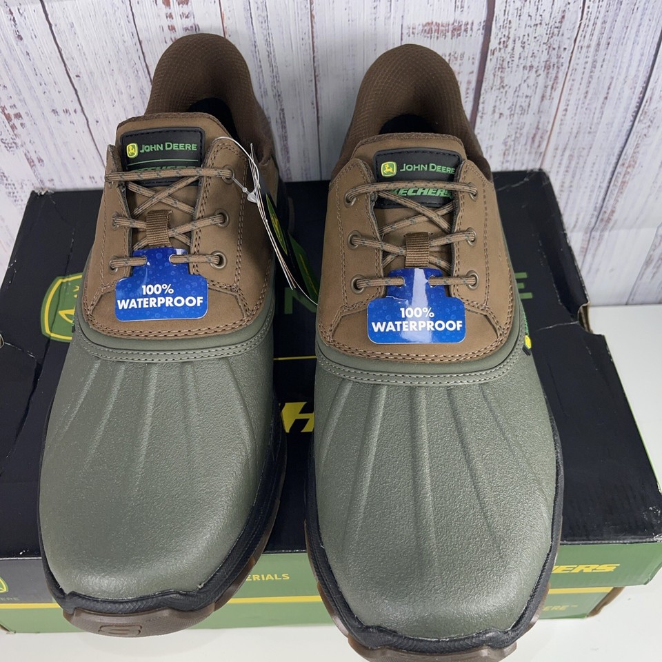 Sketchers John Deere Waterproof 256002/olbr Mens 12 Slip On Olive/Brown ...