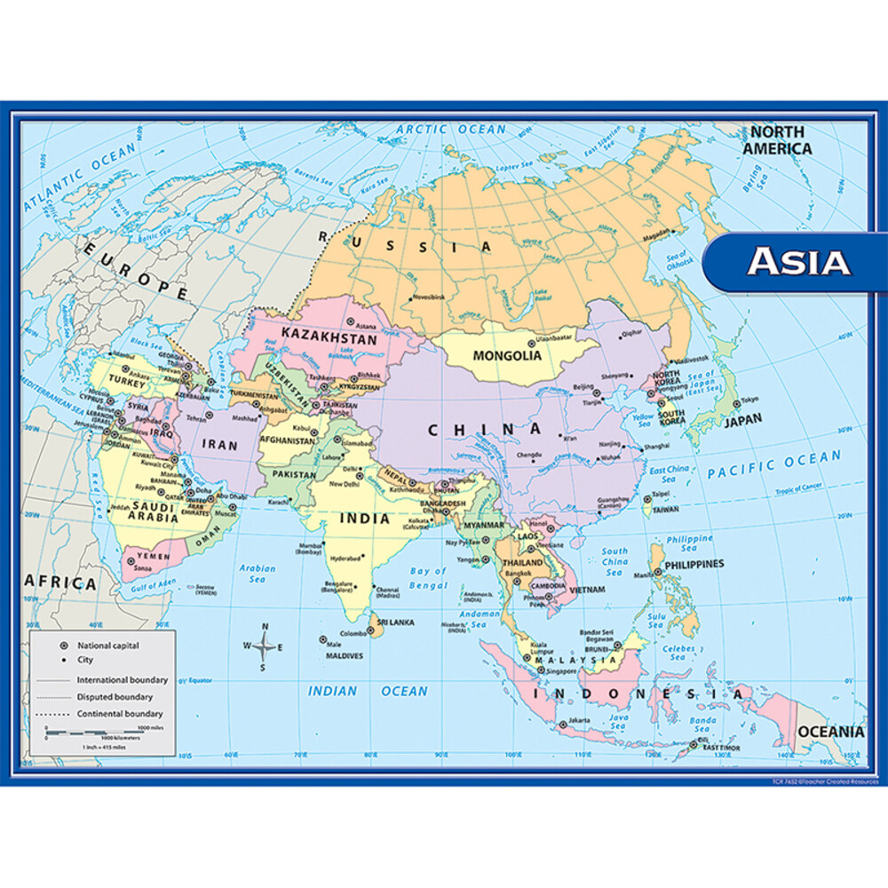 TEACHER CREATED RESOURCES TCR7652 Asia Map Chart | eBay