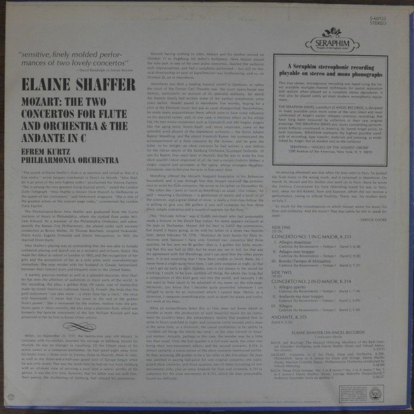 Wolfgang Amadeus Mozart - Elaine Shaffer, Efrem Kurtz, Philharmonia ...