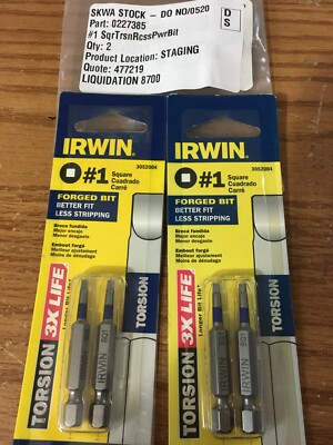 (2) #1 Square Recess TORSION 2" Power Bit | eBay