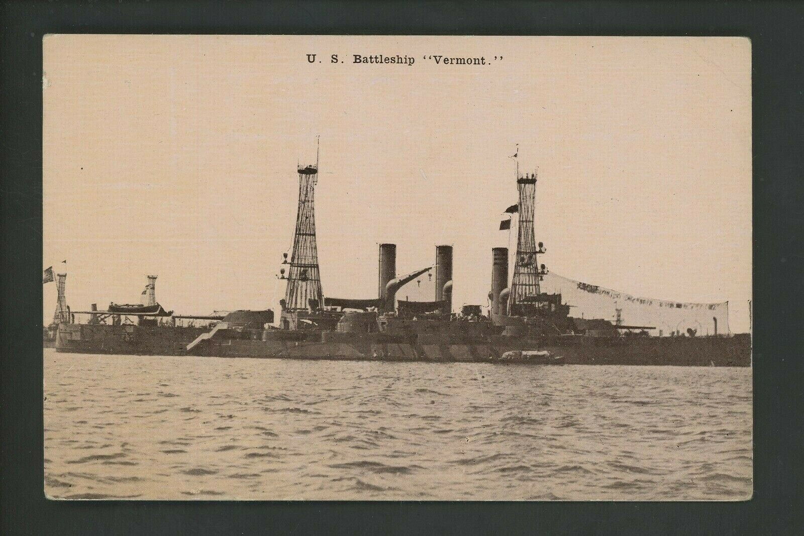 Military Ship postcard USN Navy USS Vermont BB-20 battleship Printed ...