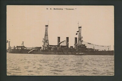 Military Ship postcard USN Navy USS Vermont BB-20 battleship Printed ...
