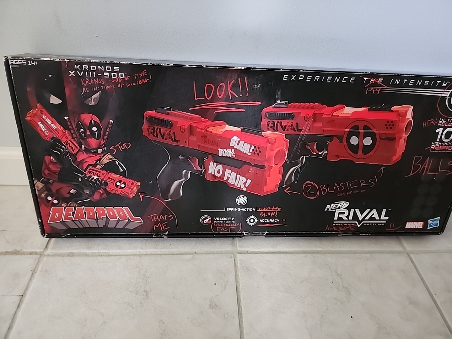 NERF Gun Rival Marvel Deadpool Kronos XVIII-500 Pistol Set Original Box ...