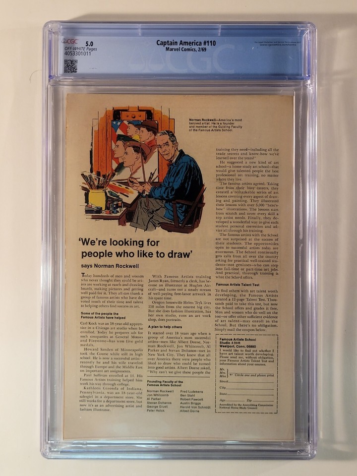 Captain America #110 Marvel Comics 1969 CGC 5.0 Jim Steranko 1st Madame ...