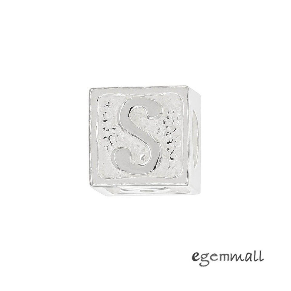 1 Sterling Silver Alphabet Initial Letter Cube Charm Bead Fit European ...