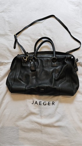 Jaeger women large black leather handbag, used | eBay