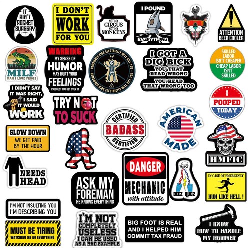 150Pcs Hard Hat Stickers Funny Blue Collar Prank Meme Vinyl Waterproof ...