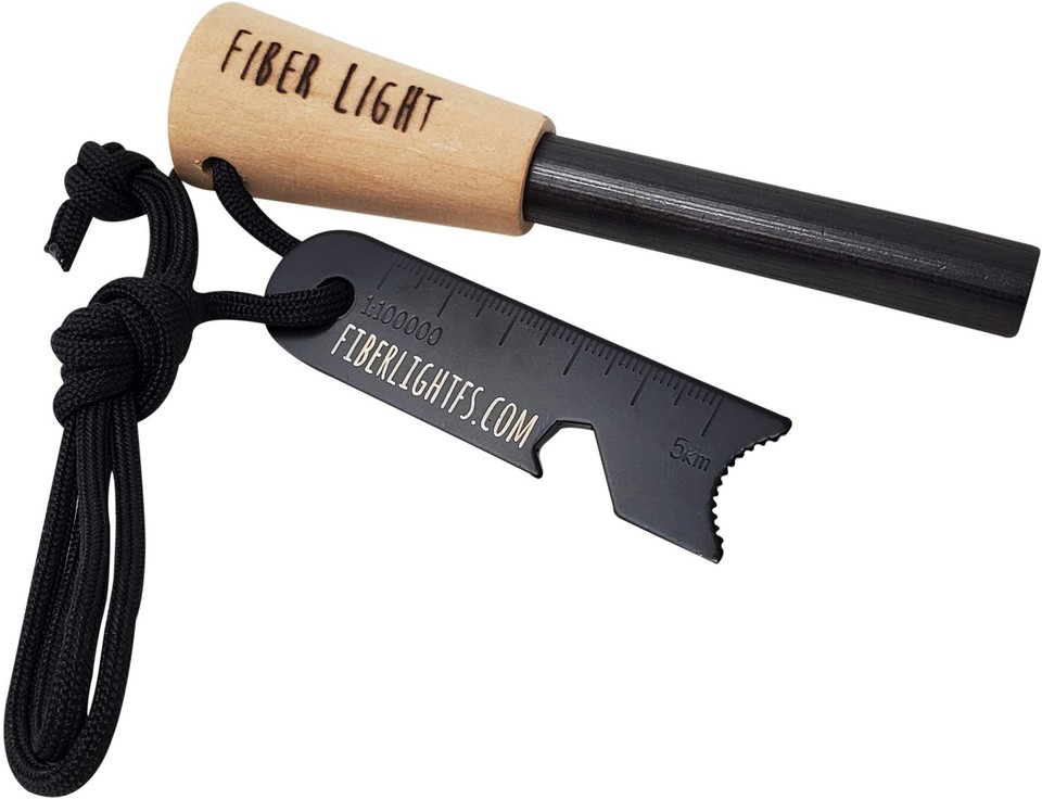 Ferro Rod Fire Starter, Fire Steel Striker with Wood Handle and Lanyard ...