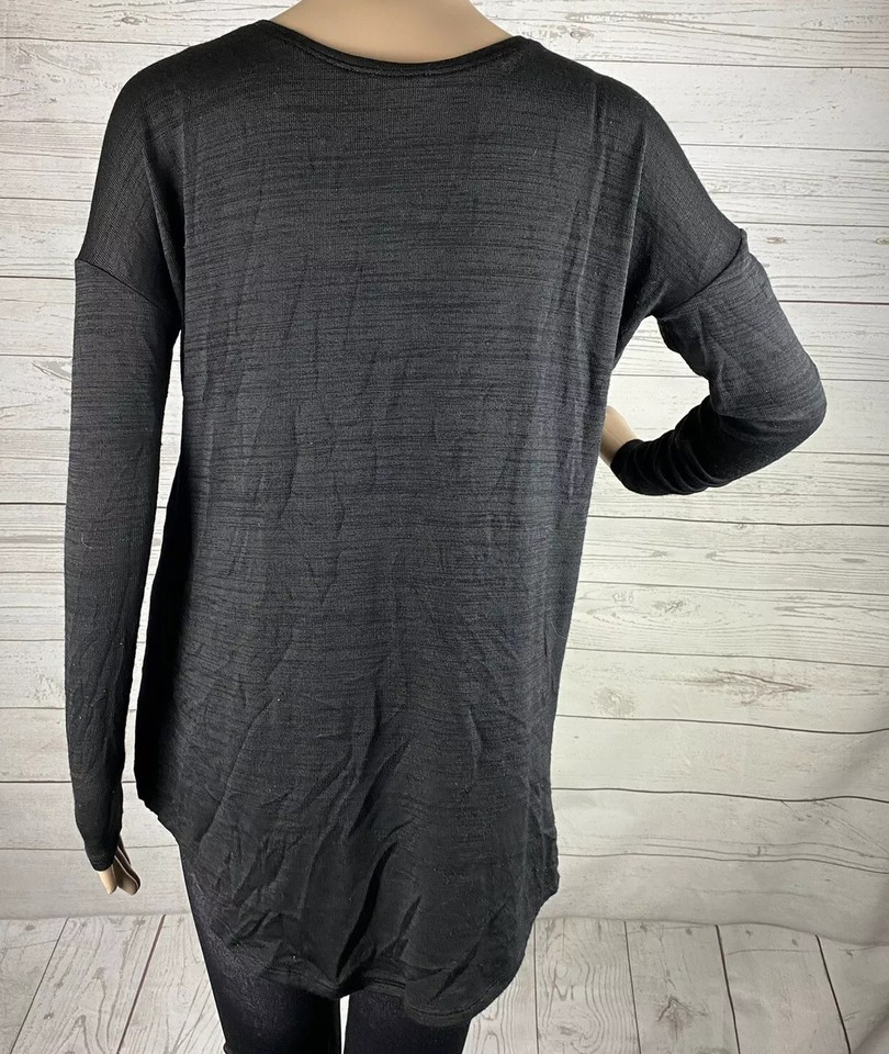 Ingrid & Isabel Tunic XS Solid Black Oversized Stretch Rayon Blend ...