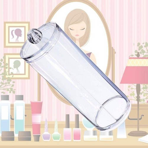 Round Holder Makeup Cotton Pads Storage Acrylic Box Cosmetic Organizer ...