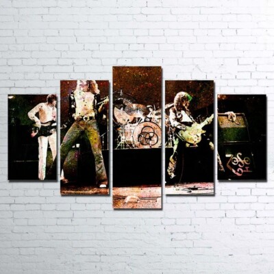 Led Zeppelin Live Concert Classic Rock Band 5 Piece Panel Canvas Wall ...