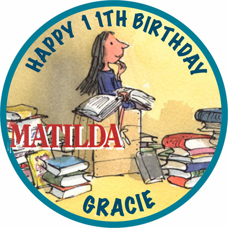 Roald Dahl Matilda PERSONALISED EDIBLE KIDS Icing Cake Wrapper Toppers ...