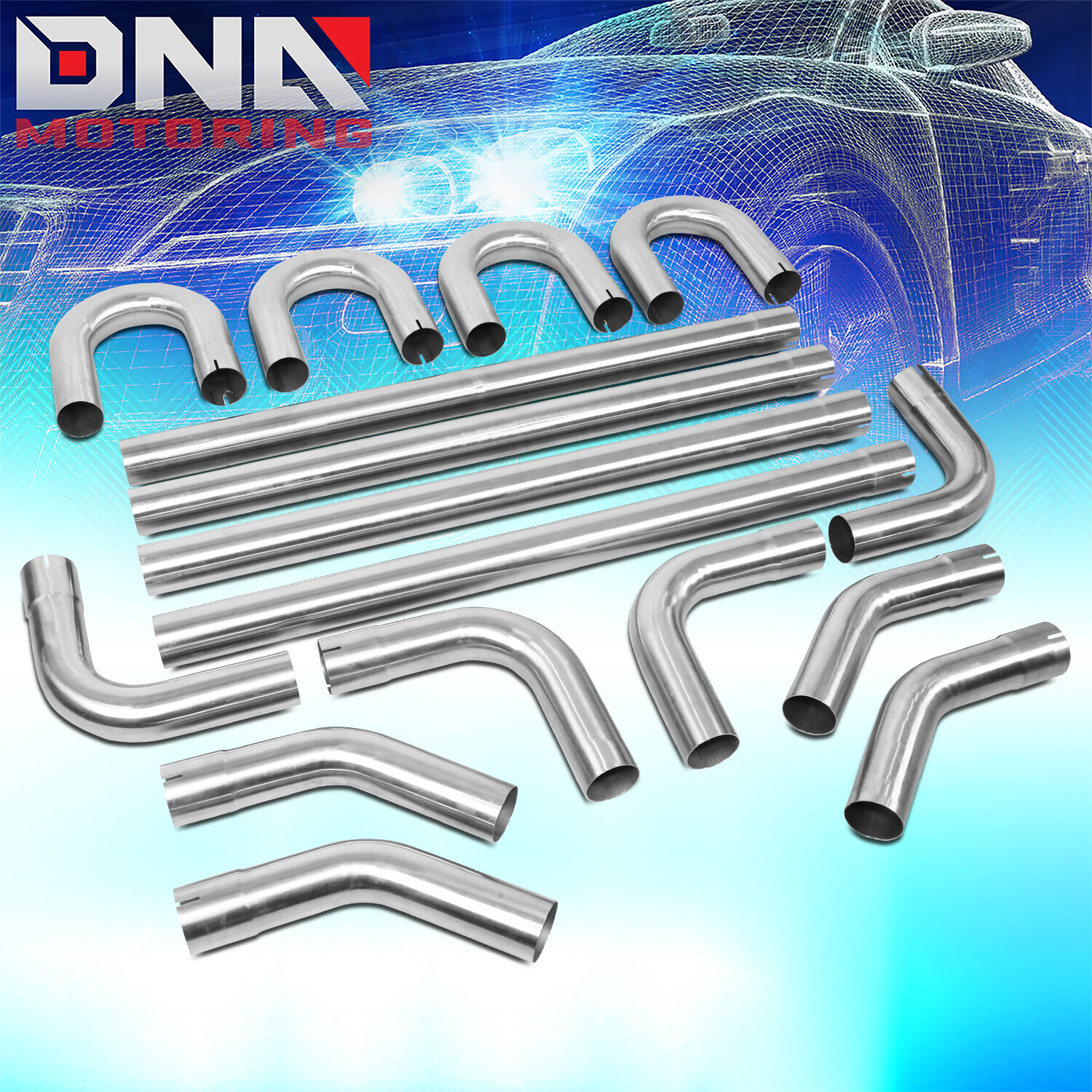 16Pcs 3"OD Stainless Mandrel Bend Straight U-Bend Custom Exhaust Tubing Pipe Kit | eBay