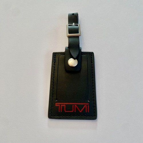 NEW Tumi Luggage Tag Black Leather with Red Logo . | eBay