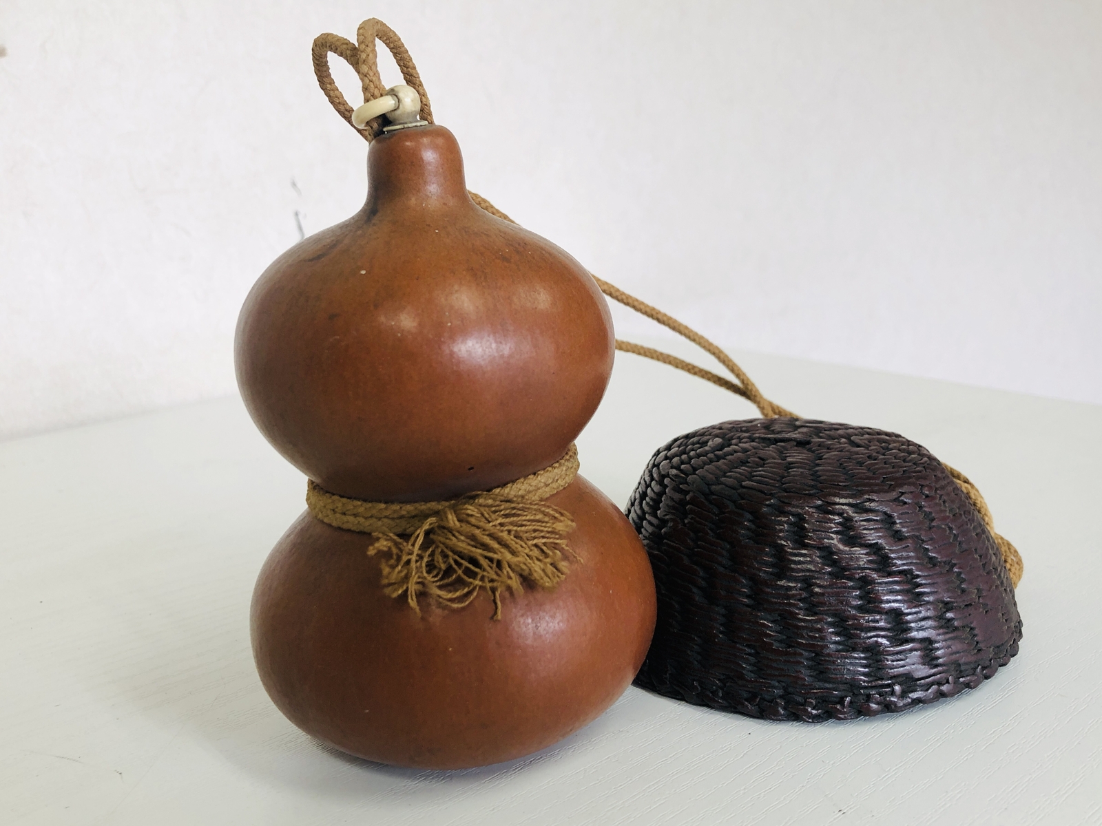 Y4134 GOURD portable hanging water bottle Japanese antique vintage ...