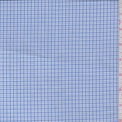 Medium Blue Mini Plaid Cotton Shirting, Fabric By The Yard | eBay
