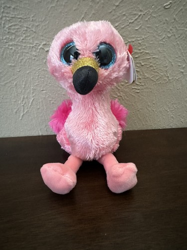 Ty Beanie Boos Gilda - Pink Flamingo 9" #108 Glitter Eyes Sparkly Nose ...