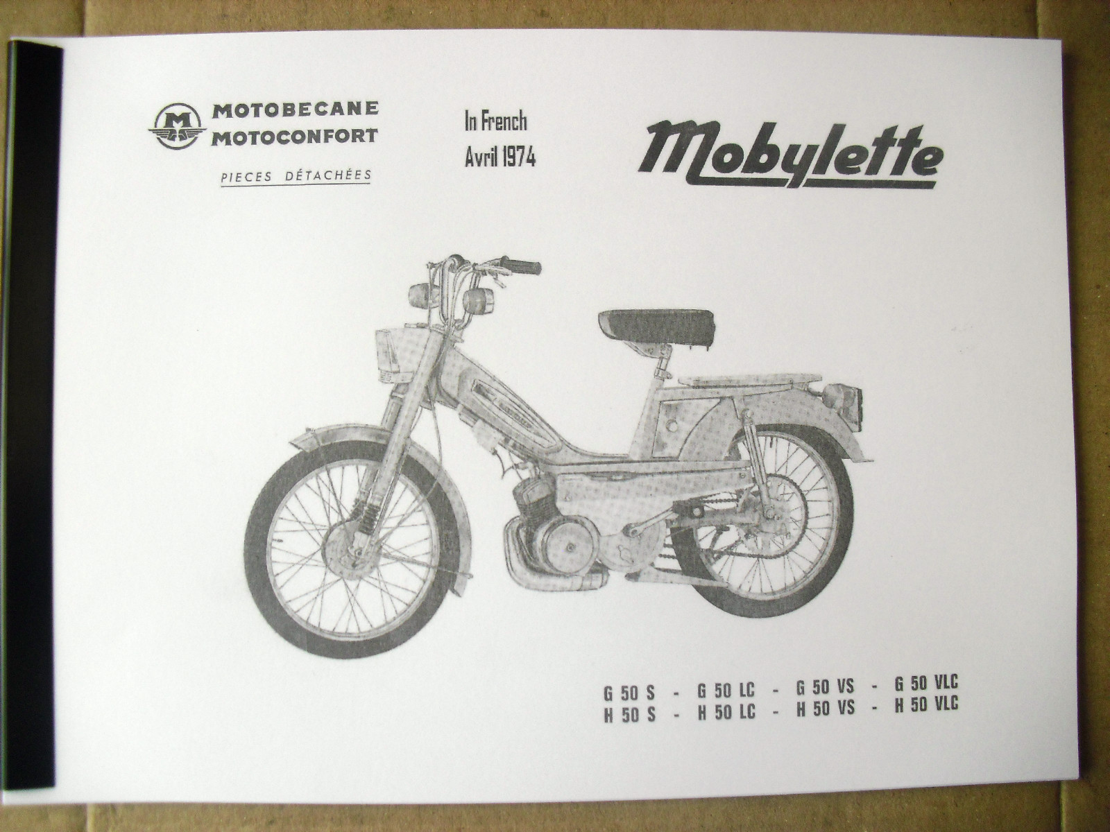 Mobylette/Moped/Series/ H50 / G50 / In French/ Parts Book With Exploded ...