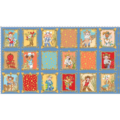 Cowgirl Western Fabric Whoa Girl on Blue Cotton Loralie Designs 24"X44 ...