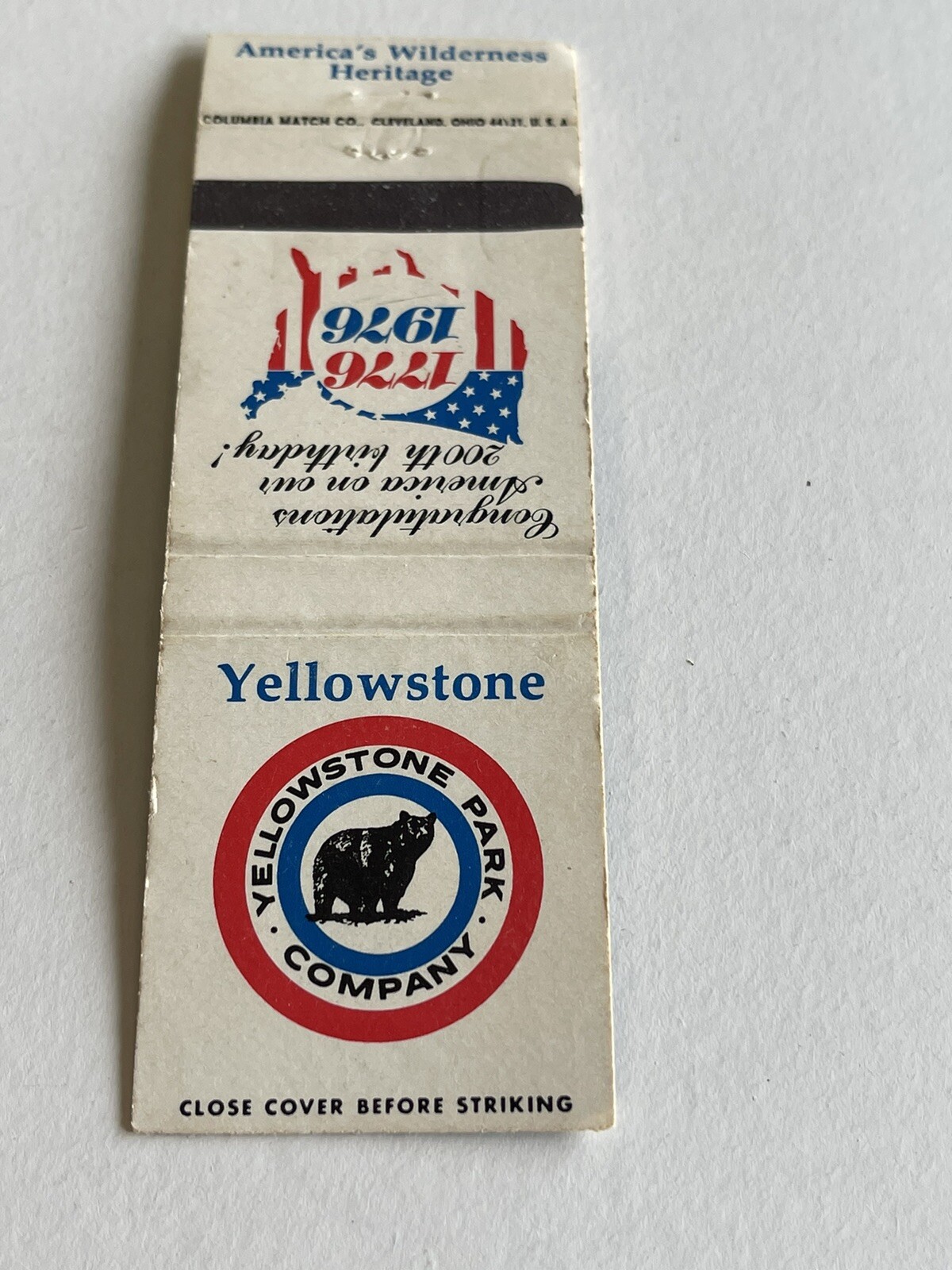 Vintage Matchbook Cover Yellowstone Park Compact Bicentennial MB2 | eBay